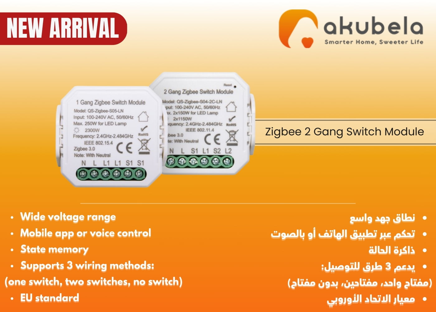 Zigbee 2 Gang Switch Module