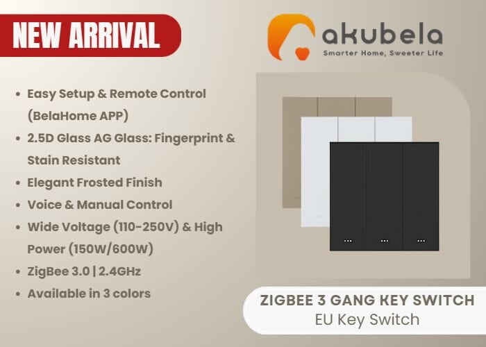 Zigbee 3 Gang Key Switch-EU - White